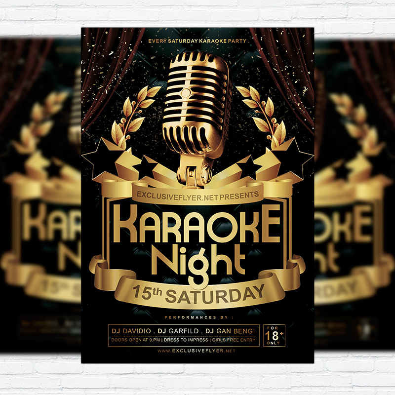 Karaoke Night Vol 2 Premium Flyer Template Facebook Cover 