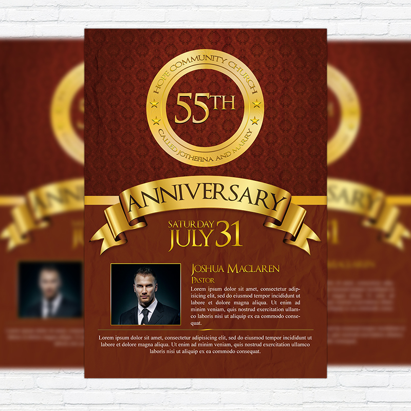Church Anniversary Premium Flyer Template Facebook Cover 