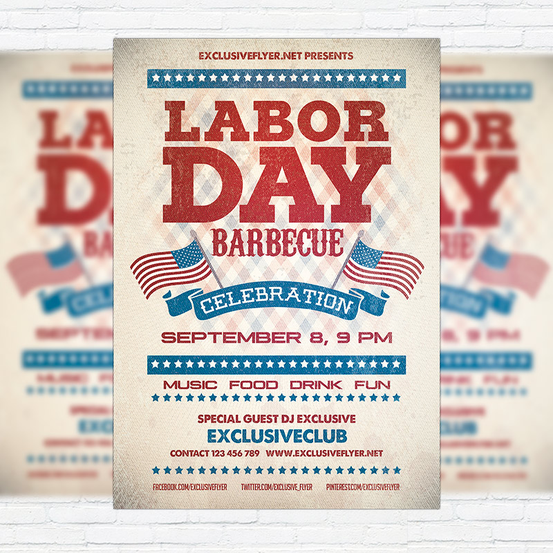 Labor Day Barbecue Premium Flyer Template Facebook Cover 