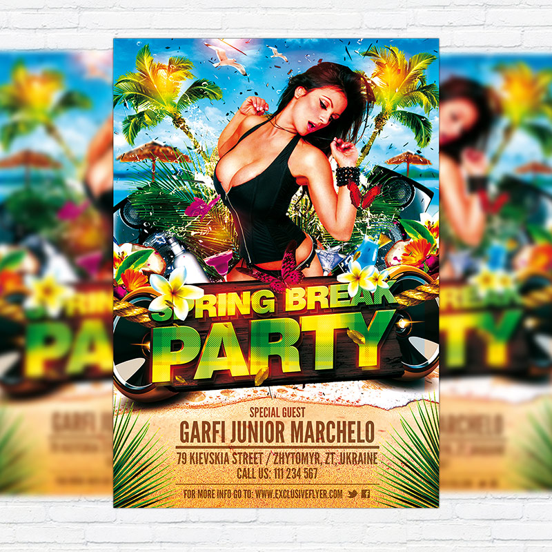 Spring Break Party Premium Psd Flyer Template Exclsiveflyer Free