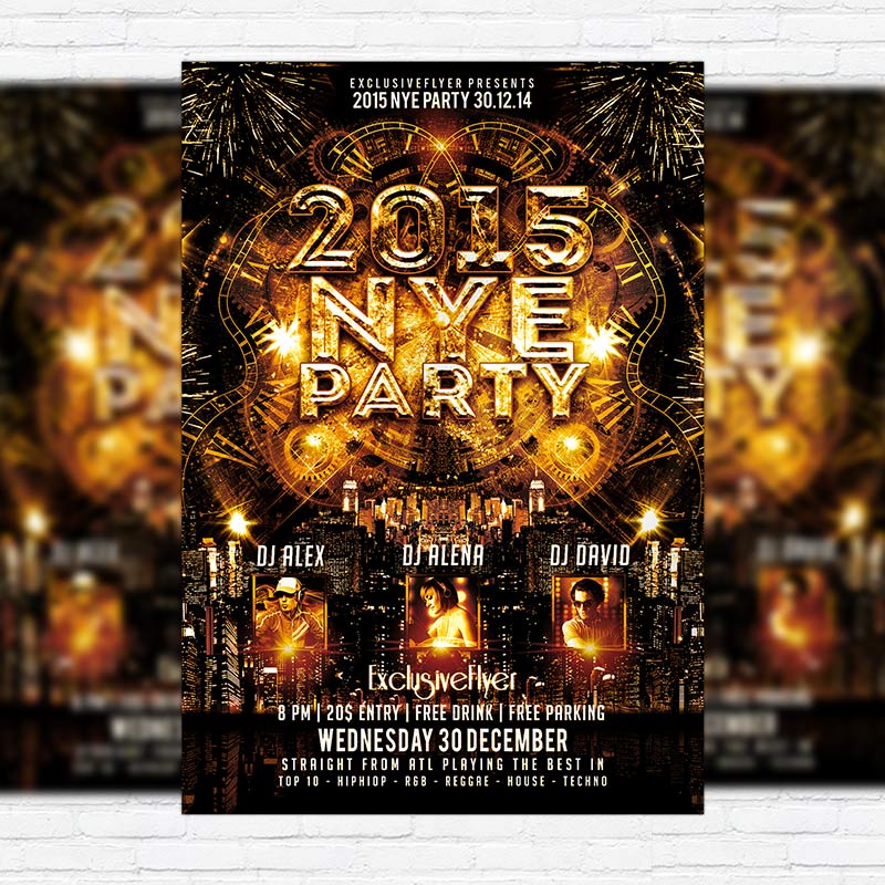 2015 NYE Party Premium PSD Flyer Template ExclsiveFlyer Free And 