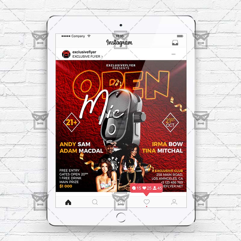 Open Mic Instagram Flyer Template ExclsiveFlyer Free And Premium 