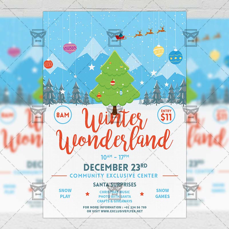 Winter Wonderland Flyer Seasonal A5 Template ExclsiveFlyer Free 