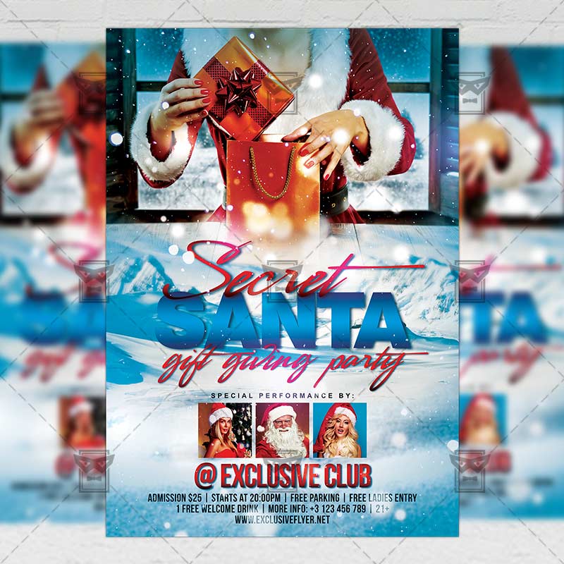Secret Santa Party Flyer Christmas A5 Template ExclsiveFlyer Free 
