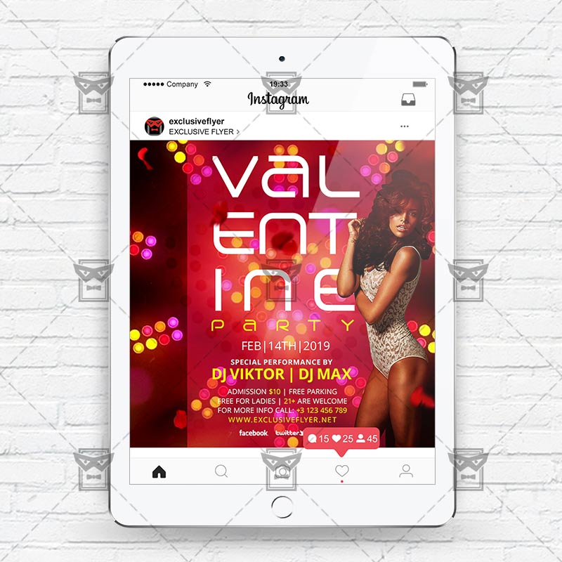 Valentine Party Instagram Flyer Template ExclsiveFlyer Free And 