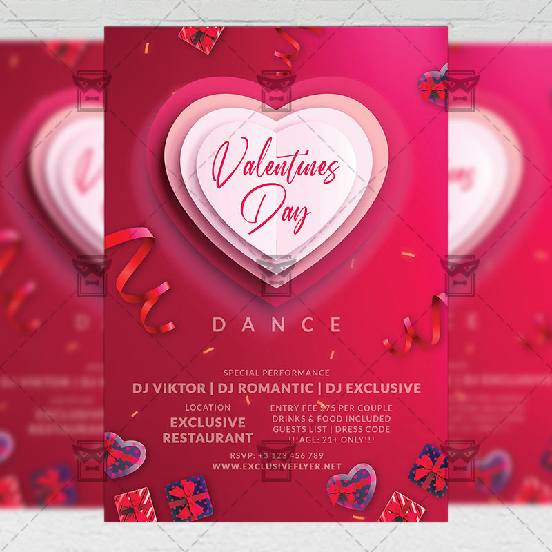 Download Valentines Day Dance Flyer PSD Template ExclusiveFlyer
