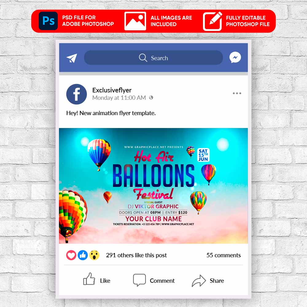 Hot Air Balloons Festival Animated PSD Template ExclusiveFlyer